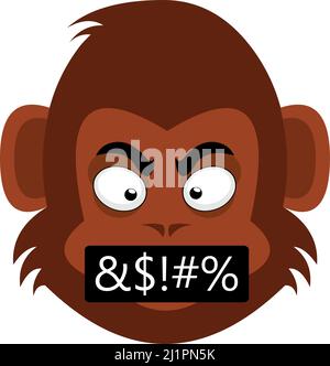 vector illustration face of monkey animal cartoon, winking and with his ...