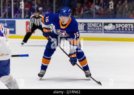 New York Islanders' Simon Holmstrom plays during an NHL hockey game ...