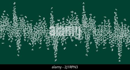 Falling letters of English language. Childish chalk flying words of ...