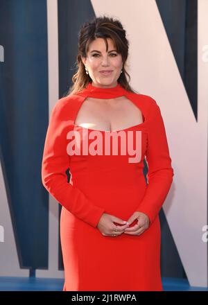 Monica Lewinsky walking on the red carpet at the 2022 Vanity Fair Oscar ...