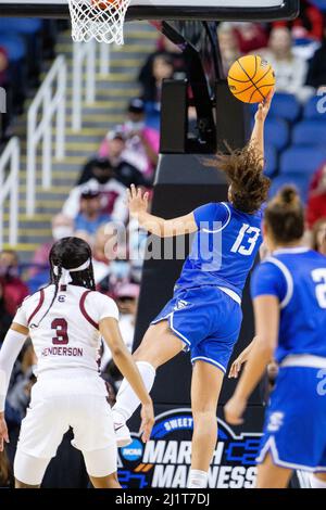 March 27, 2022: Creighton Bluejays forward Mallory Brake (14) goes for ...