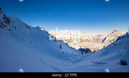 Carnic alps after a big snowfall. Udine province, Friuli-Venezia Giulia ...