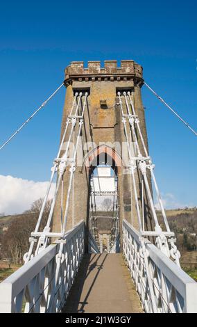 Suspension bridge, Gattonside Suspension Footbridge, over the River ...