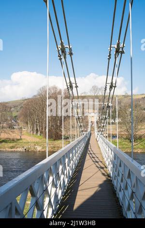 Suspension bridge, Gattonside Suspension Footbridge, over the River ...