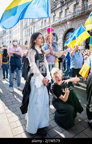 Girls stand in national Ukrainian folk costumes, embroidered shirts ...