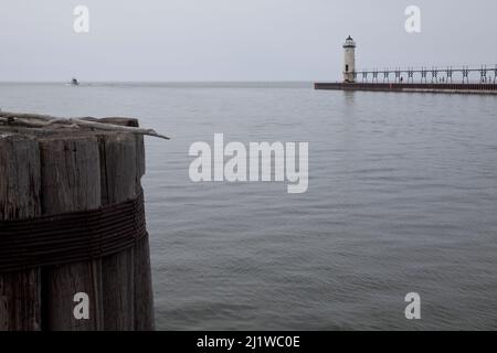 Manistee Pier Lighthouse Along Lake Michigan Stock Photo - Alamy
