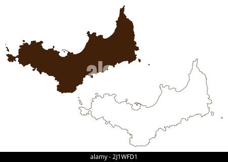 Porquerolles island (French Republic, France) map vector illustration ...