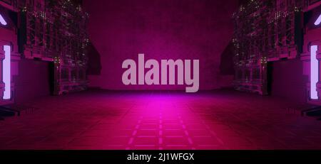 Blank Futuristic Underground Garage Sci Fi Futuristic Hall Stage Podium ...