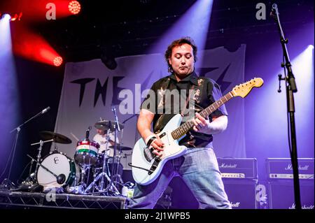 Manchester, UK. 26th March 2022. Josh Hardy, drummer Matt Boggis, and ...