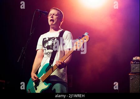 Manchester, UK. 26th March 2022. Josh Hardy, drummer Matt Boggis, and ...