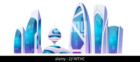 Set of futuristic eco buildings isolated on white background. Vector ...