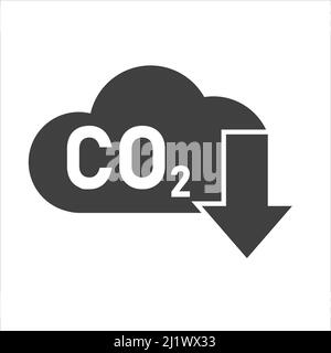 CO2 decrease logo in flat style isolated on empty background. Flat icon on white backdrop ...