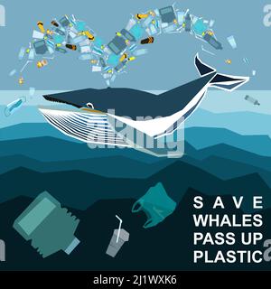 Stop trashing our oceans. Pollution of the ocean plastic debris. Save ...