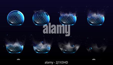 Realistic set of defense energy shields png isolated on transparent ...