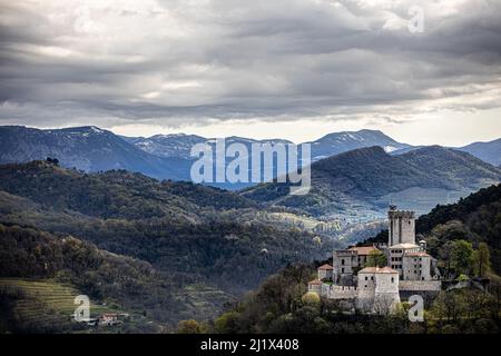 View of medieval castle Branik (Rihemberk) in Nova Gorica. Slovenia ...