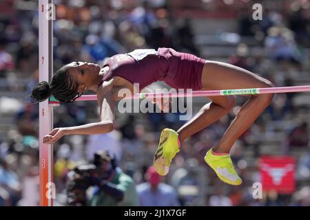 Lamara Distin of Texas A&M wins the women's high jump at 6-5 (1.96m ...