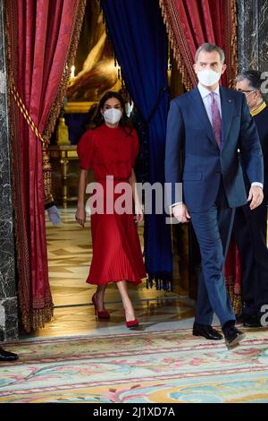 Madrid. Spain. 20220328, King Felipe VI of Spain, Queen Letizia of ...