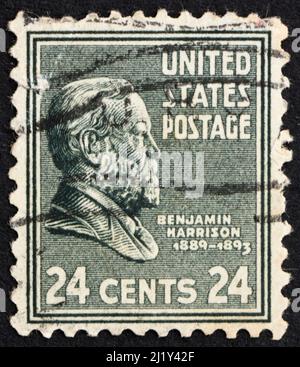 USA - CIRCA 1893: A Stamp printed in USA shows the Landing of Columbus ...