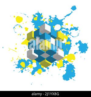 Rubik's cube in different positions is realistically isolated. Editorial isometric illustration ...