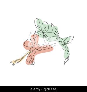 HIBISCUS LINE ART. Vector flower. Continuous Line Drawing Vector for ...