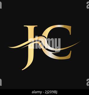 gold golden alphabet letter jc j c logo icon combination design ...