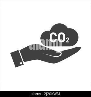 CO2 decrease logo in flat style isolated on empty background. Flat icon on white backdrop ...