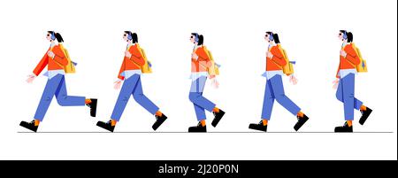 Student walk cycle animation sequence Stock Vector Image & Art - Alamy