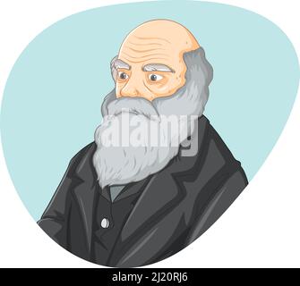 Charles Darwin cartoon character. Vector Illustration. Kids History ...