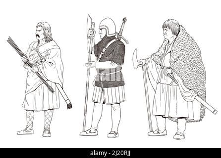 Irish warrior gallowglass. Elite mercenary warriors. Medieval knight ...