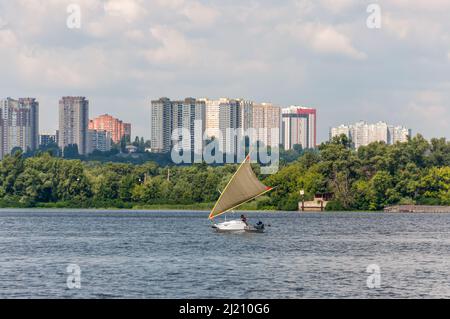 Small yacht marine in Kiev a gloomy spring day Stock Photo - Alamy