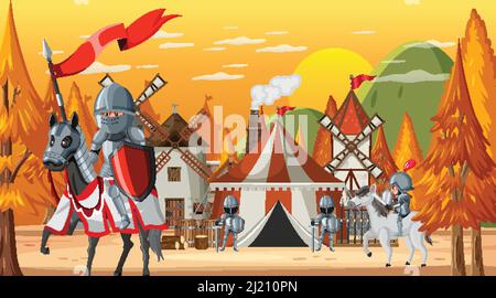Medieval military camp scene illustration Stock Vector Image & Art - Alamy