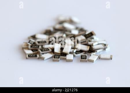 SMD electronic parts on white background Stock Photo - Alamy