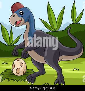 Dinosaur Oviraptor Colored Cartoon Illustration Stock Vector Image ...