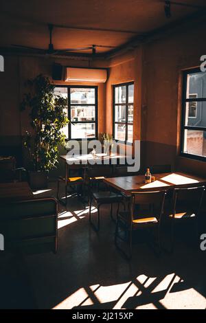 interior, comfortable loft, modern furniture, dining table Stock Photo ...