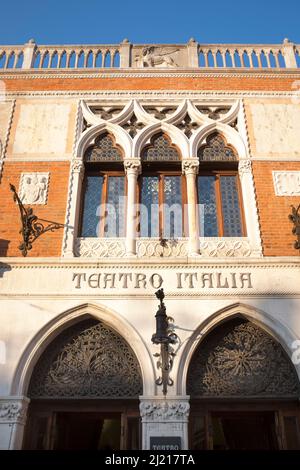 The ornate facade of the Teatro Italia (now Despar Supermarket) Venice ...