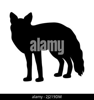 Arctic fox silhouette. Vector illustration black silhouette of a fluffy ...