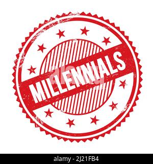 MILLENNIALS text on red grungy vintage rectangle stamp Stock Photo - Alamy