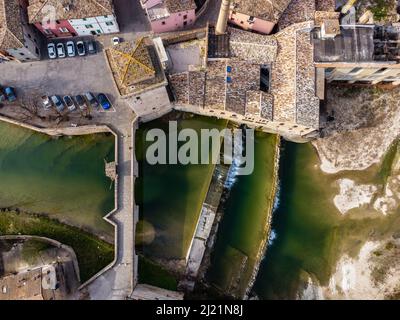 Fermignano tower and waterfall in Italy Stock Photo - Alamy