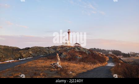 The view of Cape Forchu Lighthouse. Cape Forchu, Nova Scotia, Canada ...