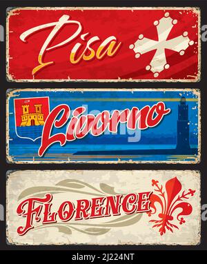 Florence italian sticker, retro travel plate, lily coat of arms ...
