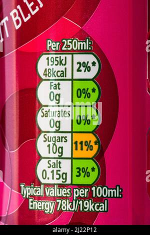 Can of Apple & Raspberry J2O Fruit Blend soft drink isolated on white ...
