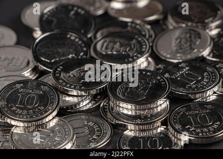 Ukrainian hryvnias coins. Background from Ukrainian coins 10 hryvnia ...