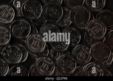 Ukrainian hryvnias coins. Background from Ukrainian coins 10 hryvnia ...