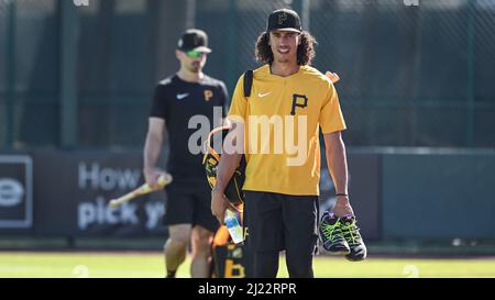 Pittsburgh Pirates' Cole Tucker walks in the dugout before a baseball ...