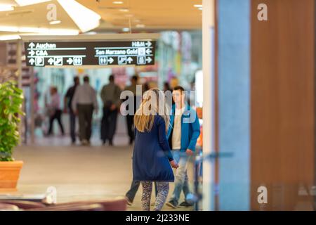 Timisoara, Romania - September 24, 2013: People walking inside a mall ...