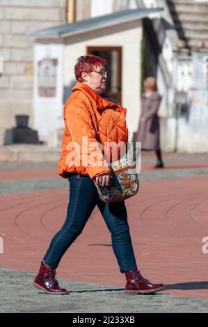 Timisoara, Romania - March 15, 2018: Man walking on the street. Real ...