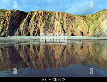 The Three Chimneys at Marloes Sands in Pembrokeshire, Wales, UK Stock ...