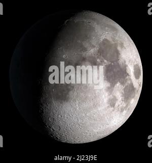 Close up of full moon seen with the telescope from northern hemisphere ...