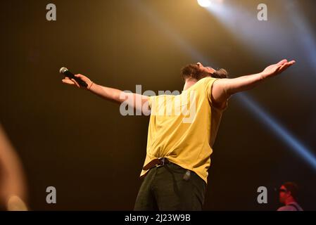 March 29, 2021, Naples, Italy: Tommaso Paradiso Italian singer performs ...