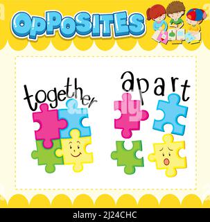 Opposite words for together and apart illustration Stock Vector Image ...